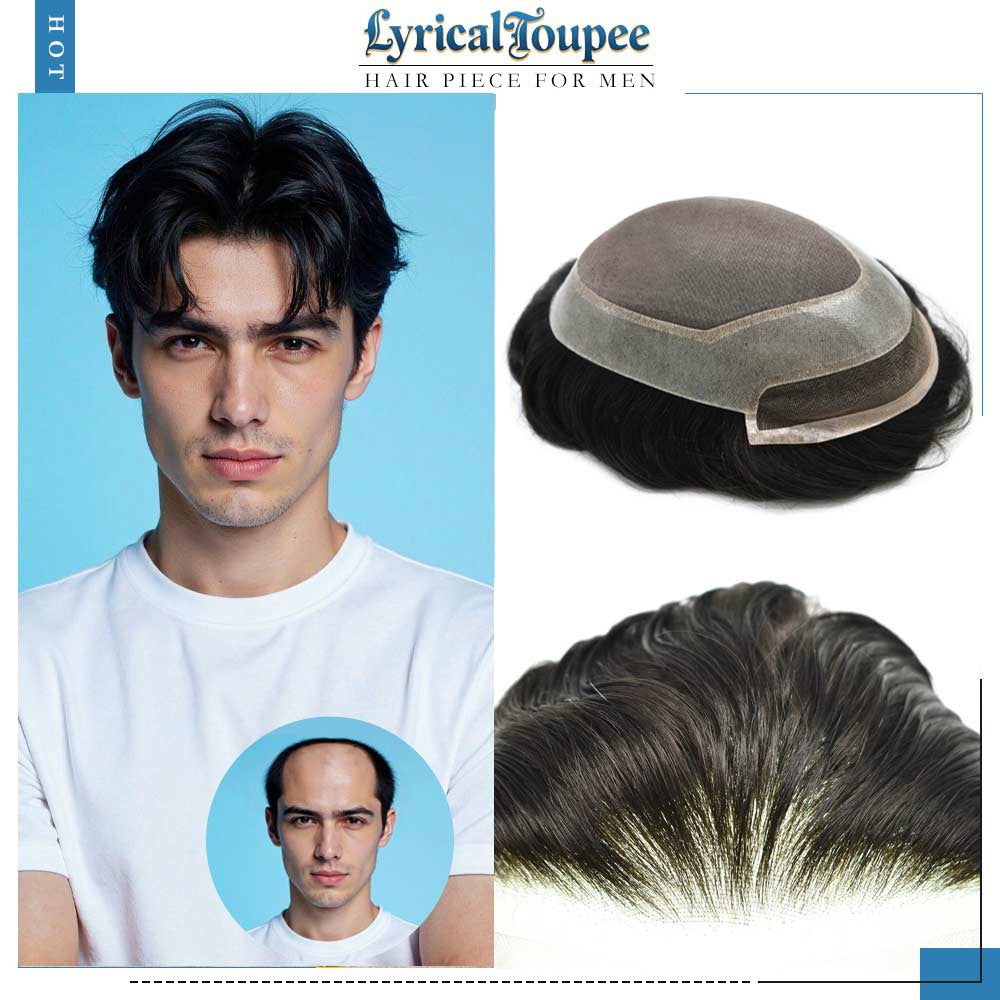 LYRICAL TOUPEE Mens Toupees Durable Silk Fine Monofilament Mens ...